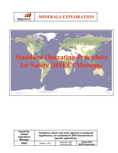 Standard Operating Procedure for Safety (HSEC) Meetings