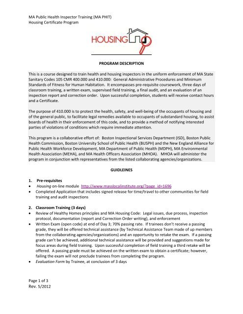 Housing Certificate Program - Boston University School of Public ...