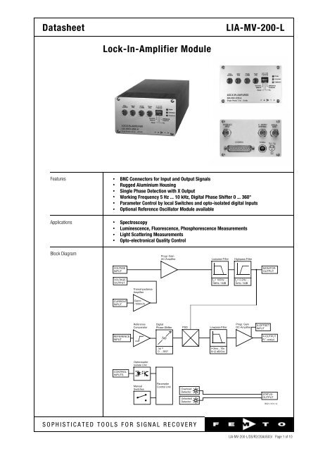Datasheet LIA-MV-200-L Lock-In-Amplifier Module