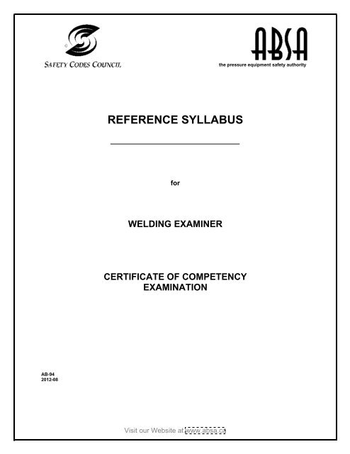 AB-094 WELDING EXAMINER SYLLABUS _D0000115-6_ ... - ABSA