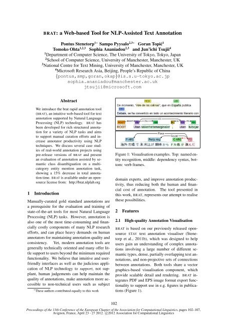 Brat A Web Based Tool For Nlp Assisted Text Annotation