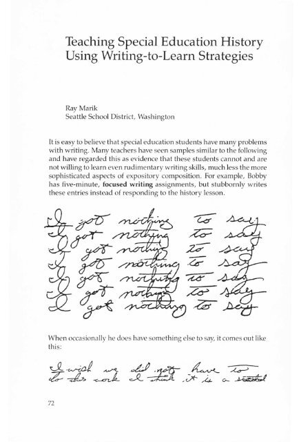 Teaching Special Education History Using Writing-to-Learn Strategies