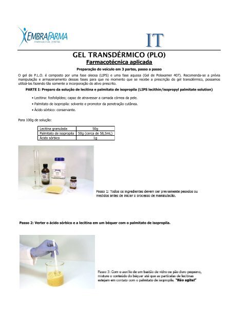 Gel TransdÃ©rmico PLO FarmacotÃ©cnica aplicada1 - EMBRAFARMA