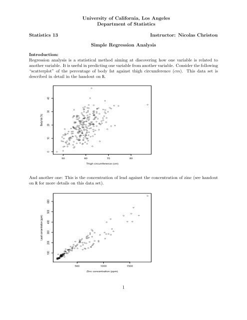 4. Introduction to regression analysis. - UCLA Statistics