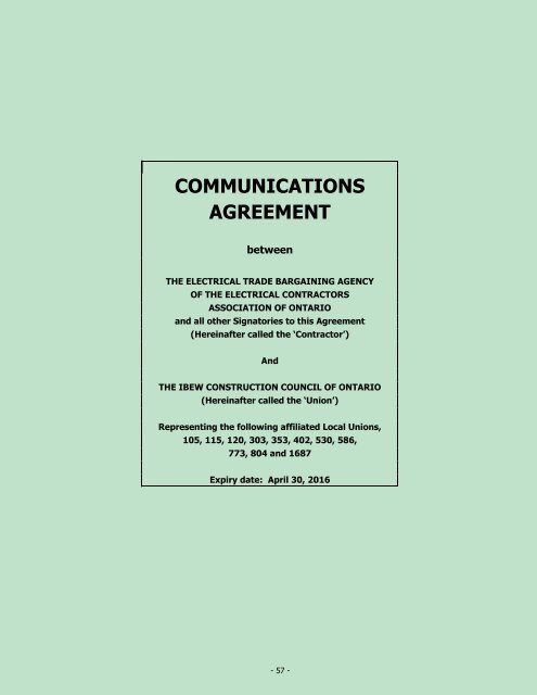 COMMUNICATIONS AGREEMENT - IBEW Local 353
