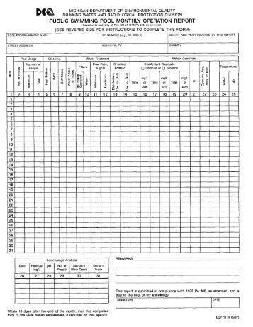 pool record of swim pool operation month - Public Health - Idaho ...