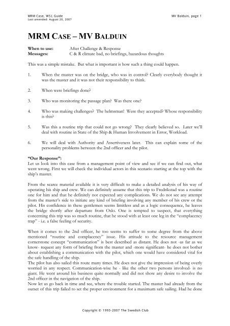 MV Balduin - The Swedish Club