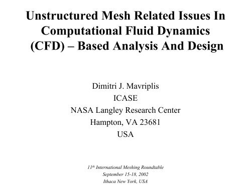 Unstructured Mesh Related Issues In Computational Fluid Dynamics ...