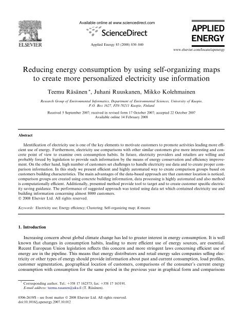 Reducing energy consumption by using self ... - Solution Concerto