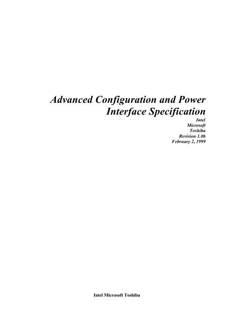 Advanced Configuration And Power Interface Specification Acpi