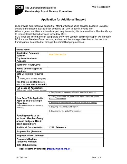 Application Template for Additional Resources (Personnel)