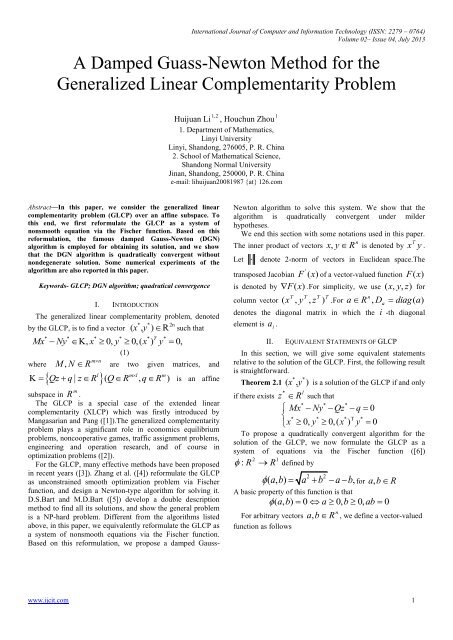 A Damped Guass-Newton Method for the Generalized Linear ...