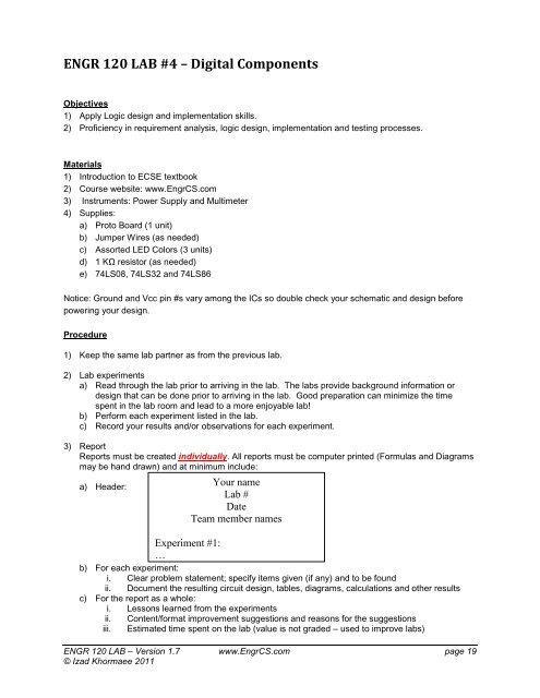 ENGR 120 LAB #4 â Digital Components