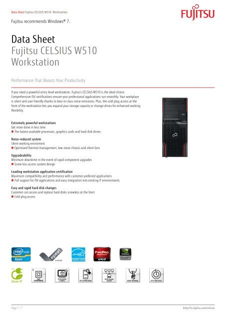 Data Sheet Fujitsu CELSIUS W510 Workstation