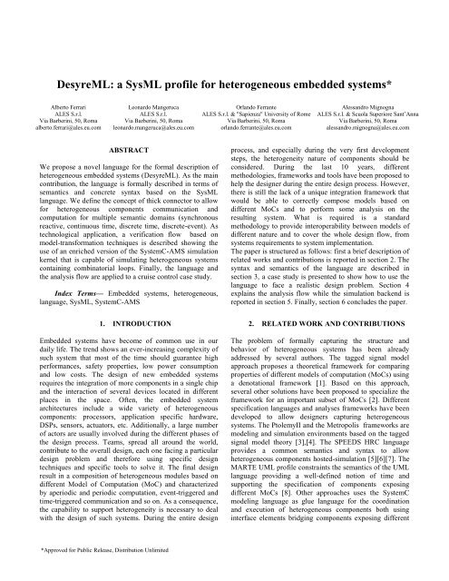 DesyreML: a SysML profile for heterogeneous embedded systems*