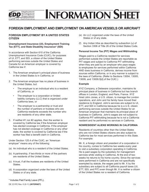 DE 231FE - Employment Development Department