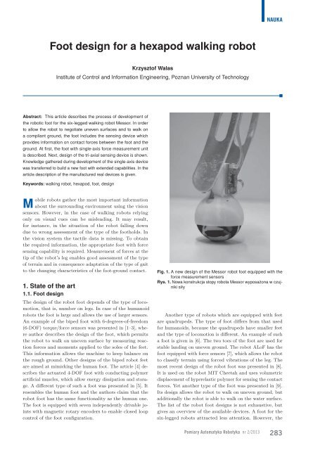 Foot design for a hexapod walking robot - PAR