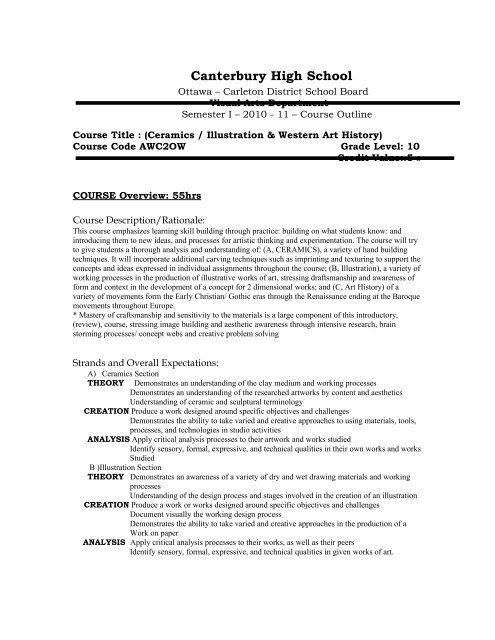 Grade 10 Ceramics/Illustration & Western Art History, AWC2OW