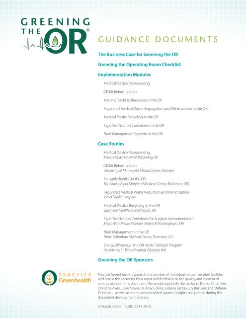 GUIDANCE DOCUMENTS - Practice Greenhealth