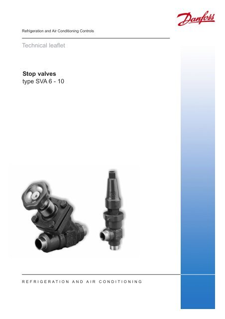 Technical leaflet Stop valves type SVA 6 - 10