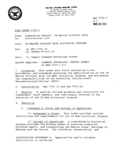 WgO 5750.3 - 2nd Marine Aircraft Wing - Marine Corps