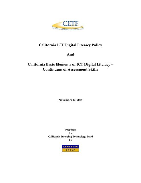 Policy and Assessment Report - ICT Digital Literacy