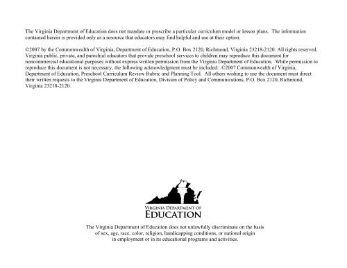 PRESCHOOL CURRICULUM PLAN