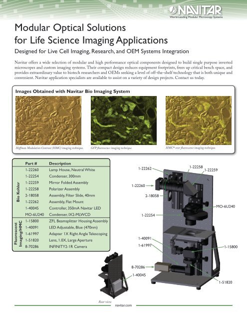 Modular Optical Solutions for Life Science Imaging ... - Navitar