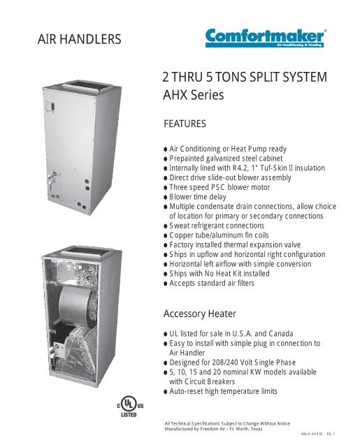 aiCOILS 2 THRU 5 TONS SPLIT SYSTEM AHX Series AIR ...