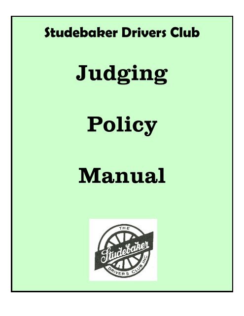 Judging Policy Manual - Studebaker Drivers Club