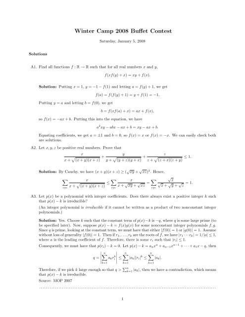 Solution Yufei Zhao