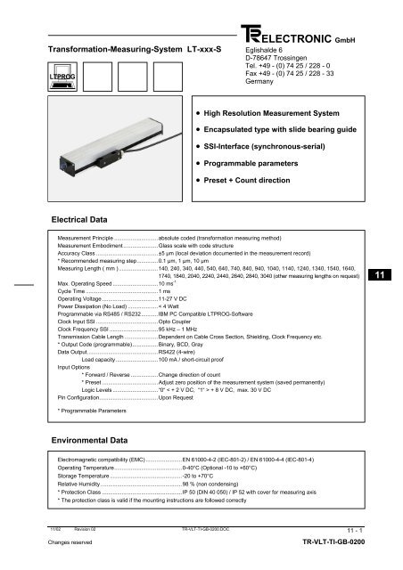 LT-Prog Datasheet - TR Electronic