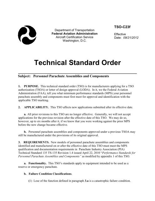 Technical Standard Order - Free