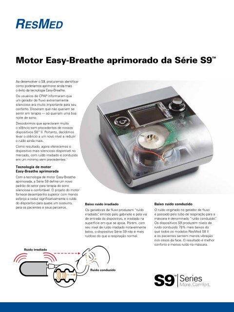 Motor Easy-Breathe aprimorado da SÃƒÂ©rie S9Ã¢Â„Â¢ - ResMed
