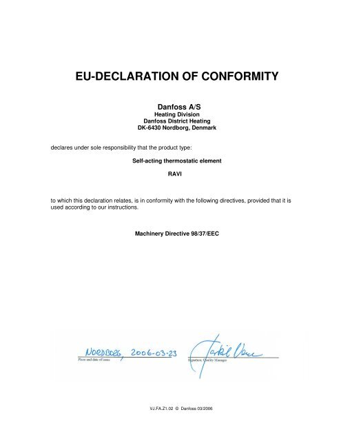 EU-DECLARATION OF CONFORMITY - Danfoss
