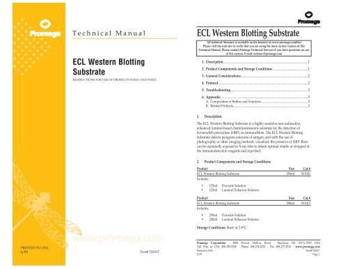 ECL Western Blotting Substrate Technical Manual #TM317