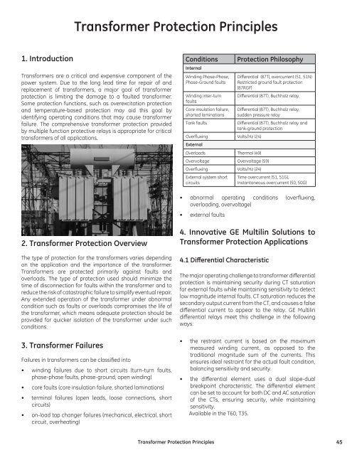 Transformer Protection Principles - GE Digital Energy
