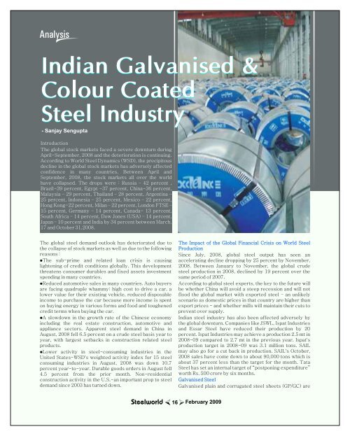 Indian Galvanised & Colour Coated Steel Industry - Steelworld