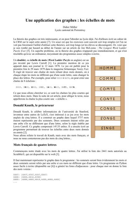 Une application des graphes : les échelles de mots - Apprendre en ...