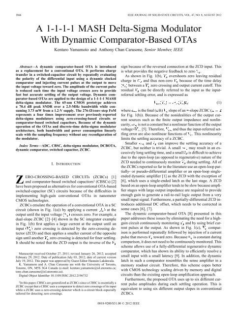 A 1-1-1-1 MASH Delta-Sigma Modulator With ... - IEEE Xplore