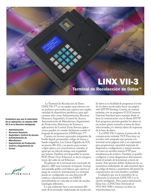 LINX VII-3 Data Sheet Rev 3 Spanish - LINX Data Terminals