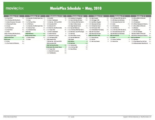 MoviePlex Schedule - May, 2010 - Starz