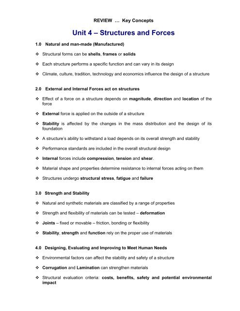 Unit 4 â€“ Structures and Forces - Ed Quest