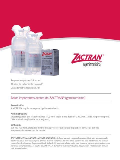 Datos importantes acerca de ZACTRAN® (gamitromicina) - Animart