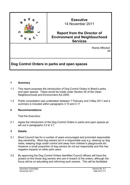 Dog Control Orders PDF 101 KB - Brent Council