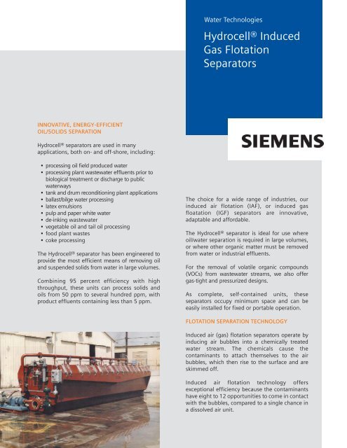 HydrocellÂ® Induced Gas Flotation Separators
