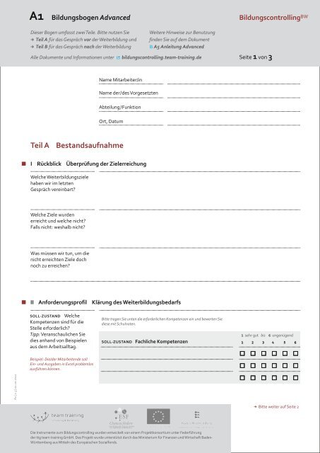 A1 Bildungsbogen Advanced - Bildungscontrolling - ttg team training ...