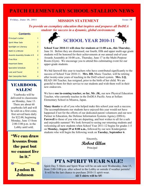 school year 2010-11 - Patch Elementary School - DoDEA