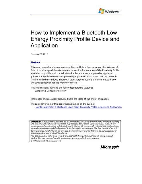 How to Implement a Bluetooth Low Energy Proximity Profile Device ...