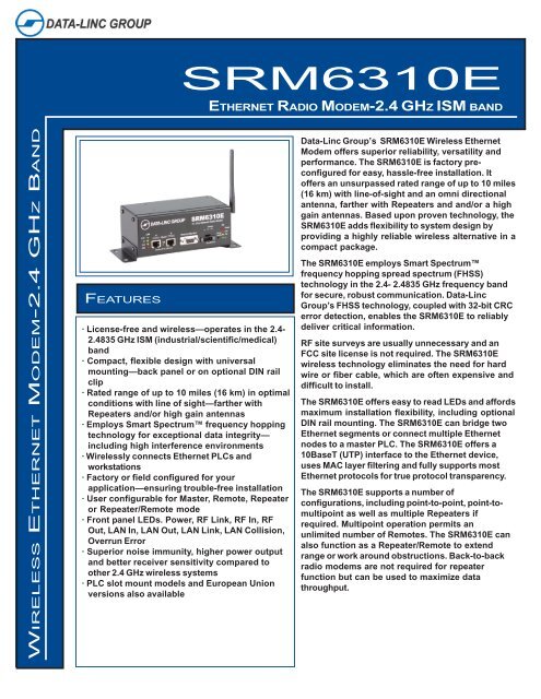 SRM6310E (2.4GHz) Wireless Ethernet Radio Modem - Wired ...